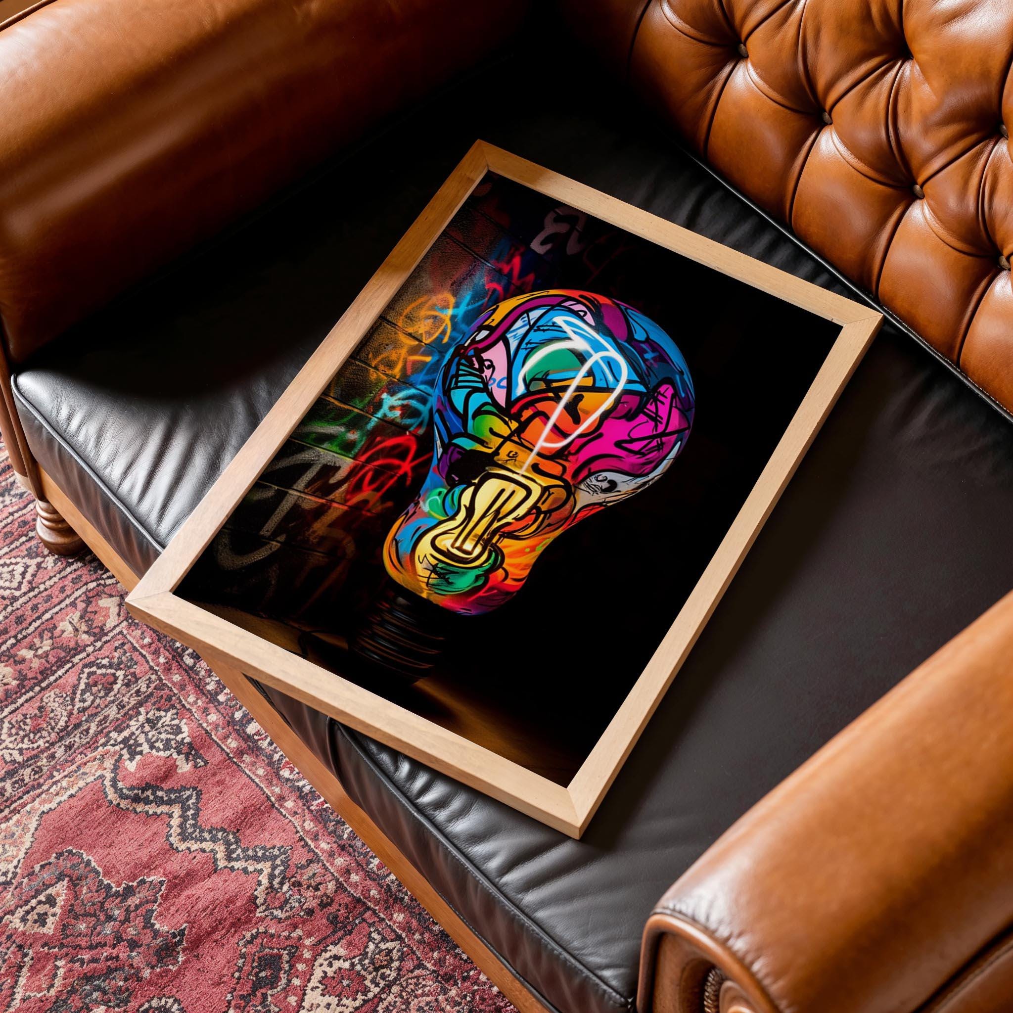 Light Bulb Graffiti Wall Art, Digital Download Print, Modern Street Art ...
