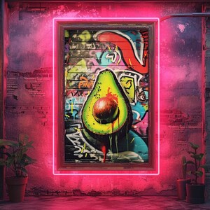 Avocado Graffiti Wall Art, Fruit Art Graffiti Print, Modern, Urban ...
