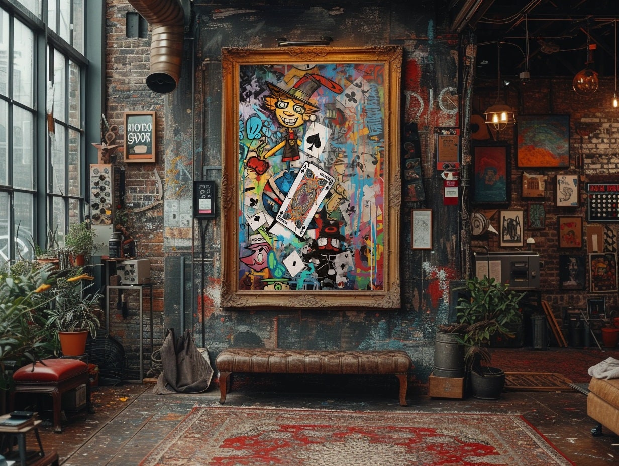 Casino Poker Graffiti Wall Art, Digital Download, Playing Cards Wall ...