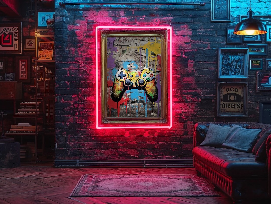 Gaming Graffiti Wall Art, Gamepad Painting, Game Controller Digital Art ...