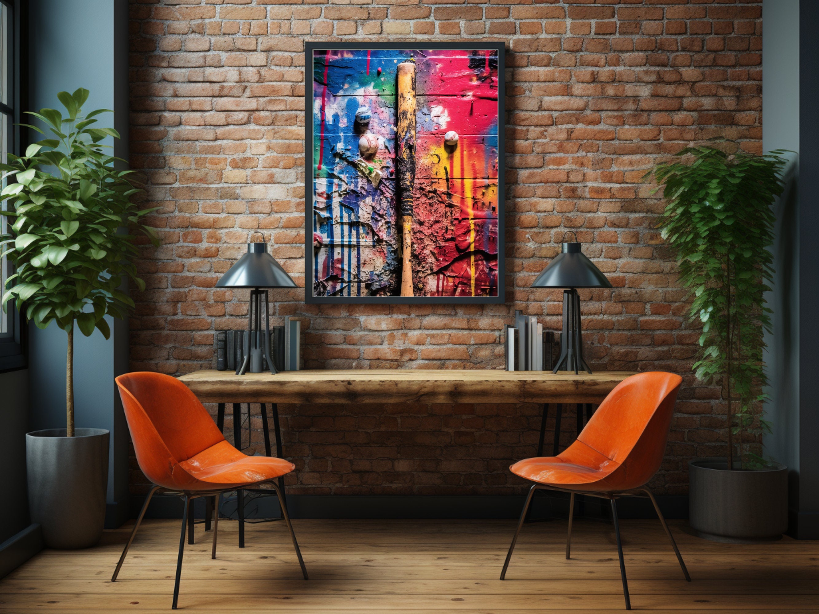 Baseball Bat Graffiti Wall Art Printable Digital Colorful - Etsy