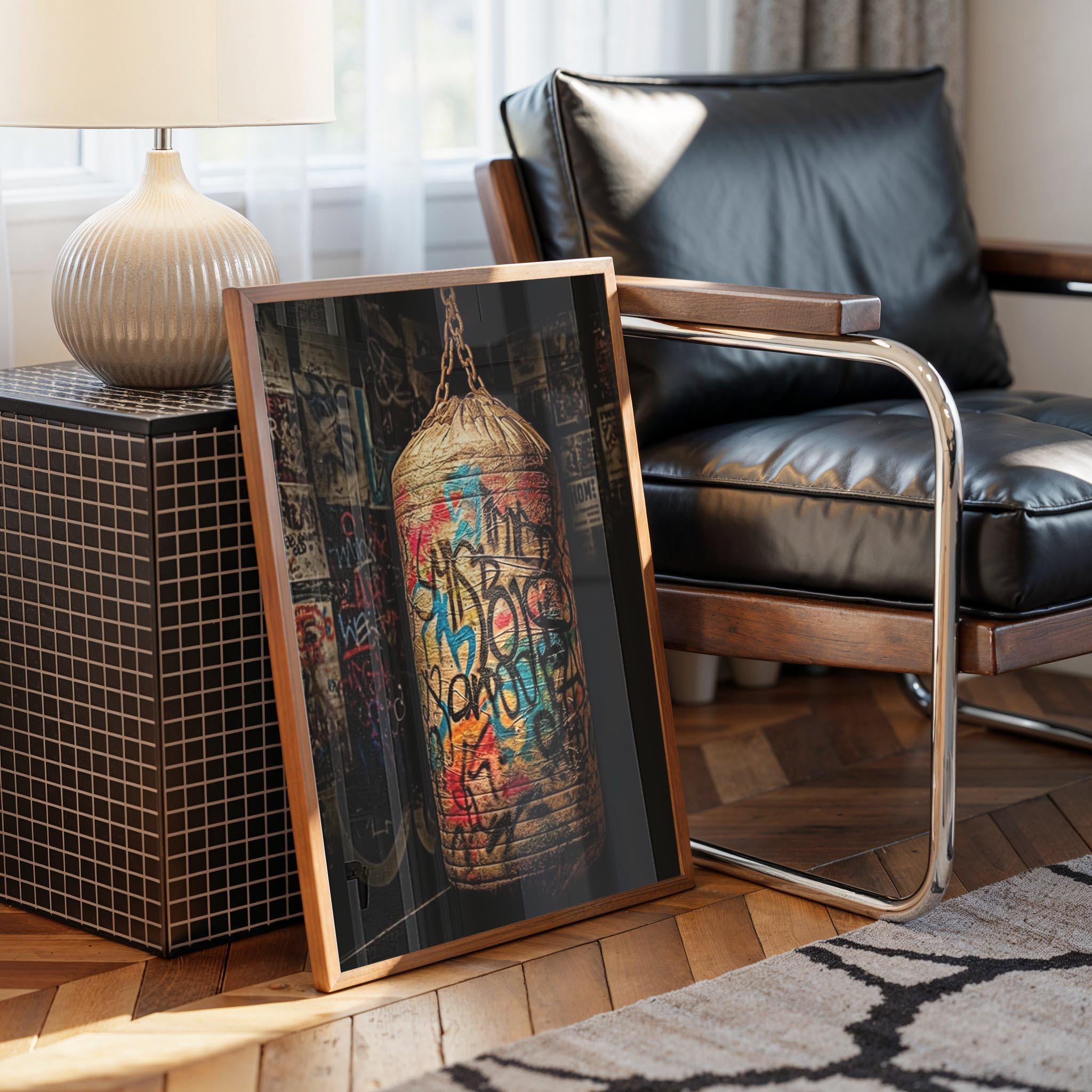 Boxing Graffiti Wall Art, Punching Bag Graffiti Print, Modern, Urban ...