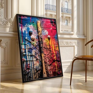Baseball Bat Graffiti Wall Art, Printable Digital, Colorful Baseball ...