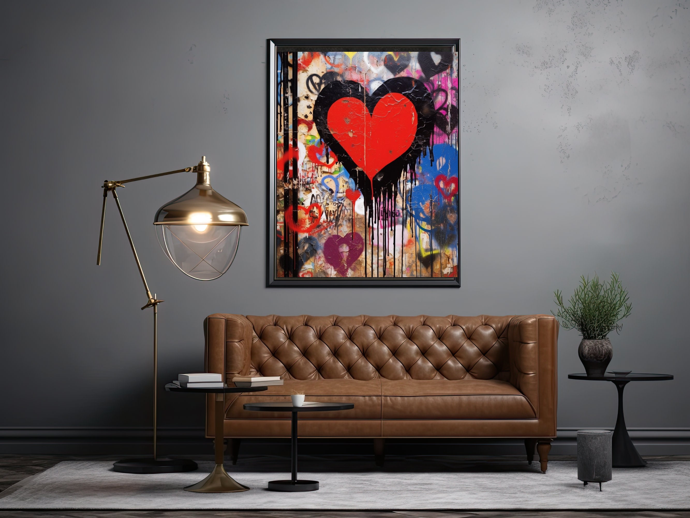 Heart Graffiti Wall Art, Digital Download, Colorful Love Heart Street ...