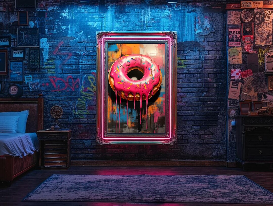 Graffiti Donut Wall Art Print, Urban Street Art Decor, Pop Art Drawing ...