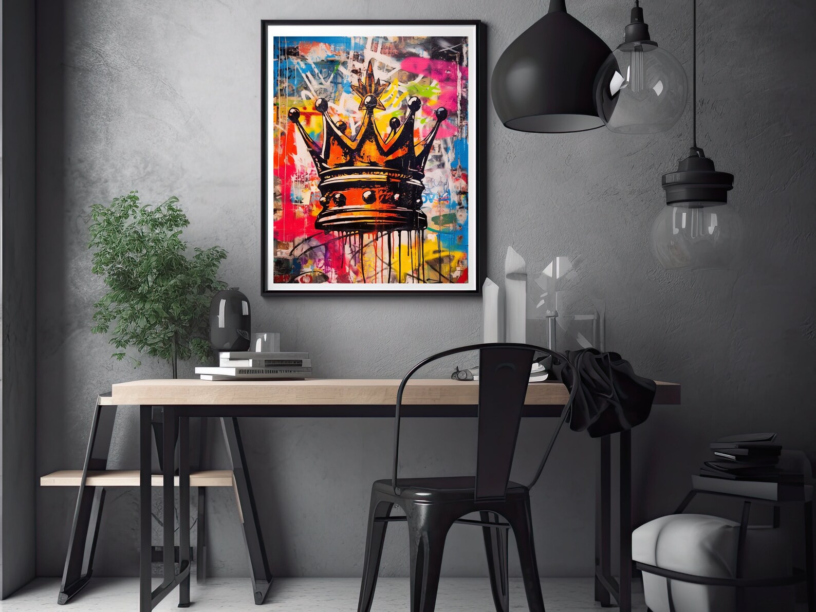 Crown Graffiti Wall Art, Digital Download, Abstract Royal Crown ...