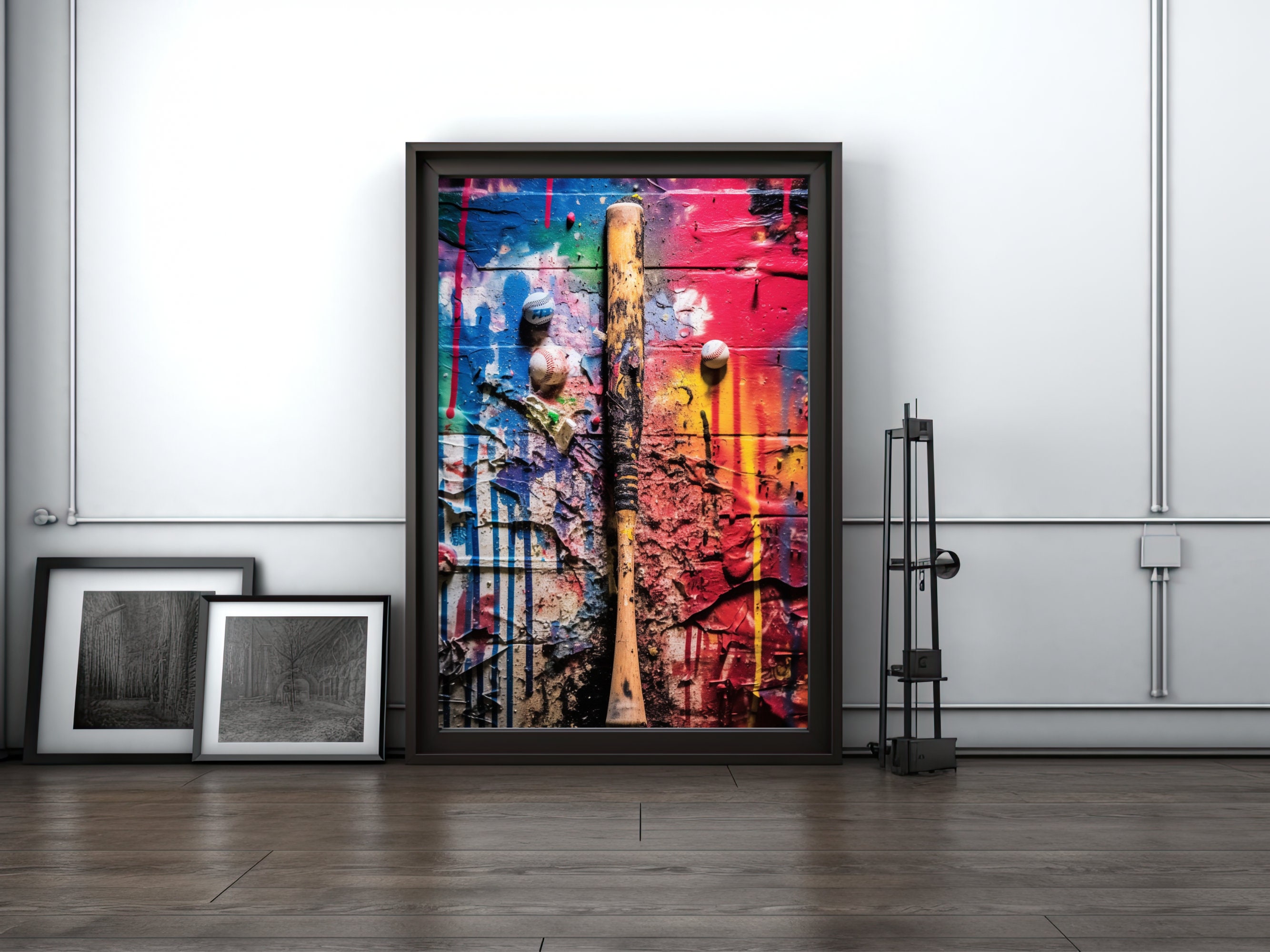 Baseball Bat Graffiti Wall Art Printable Digital Colorful - Etsy