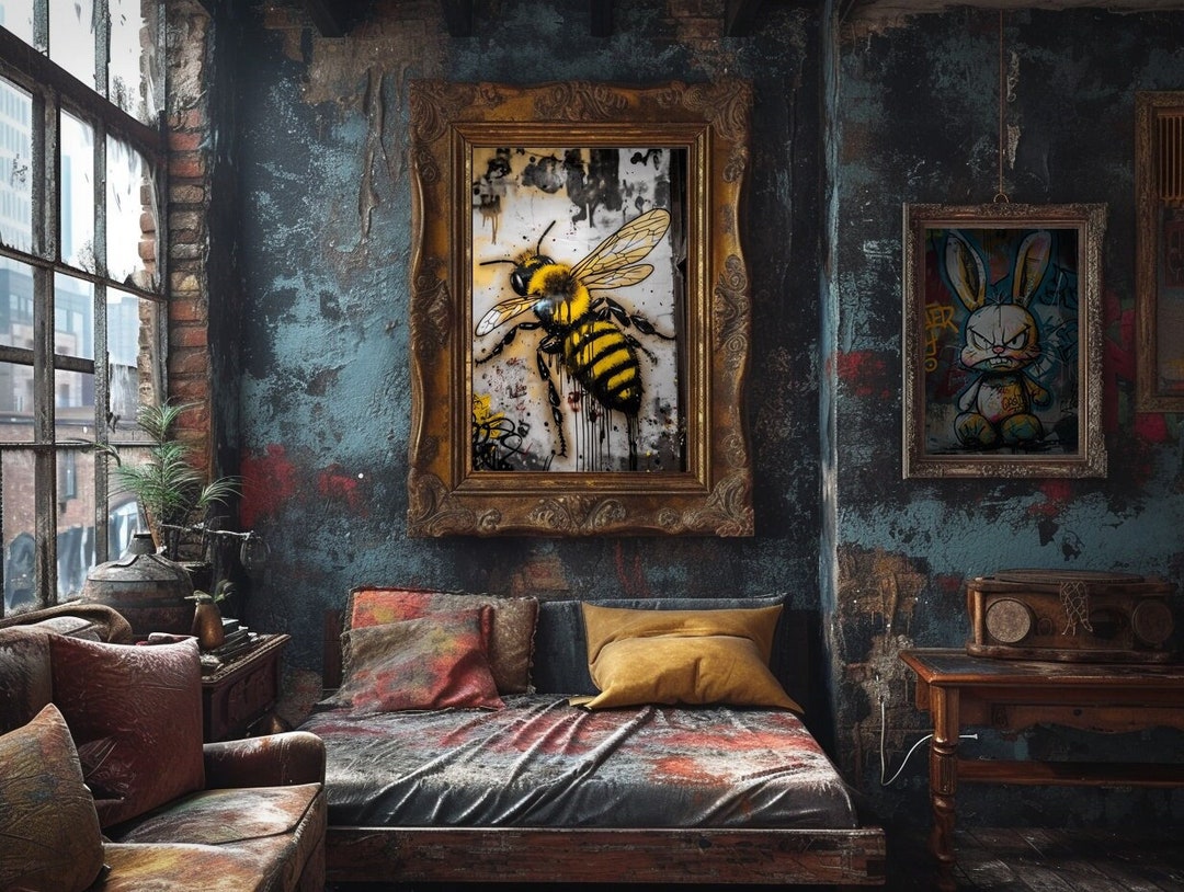 Bumblebee Urban Graffiti, Digital Honey Bee Art, Bold Street Pop Wall ...
