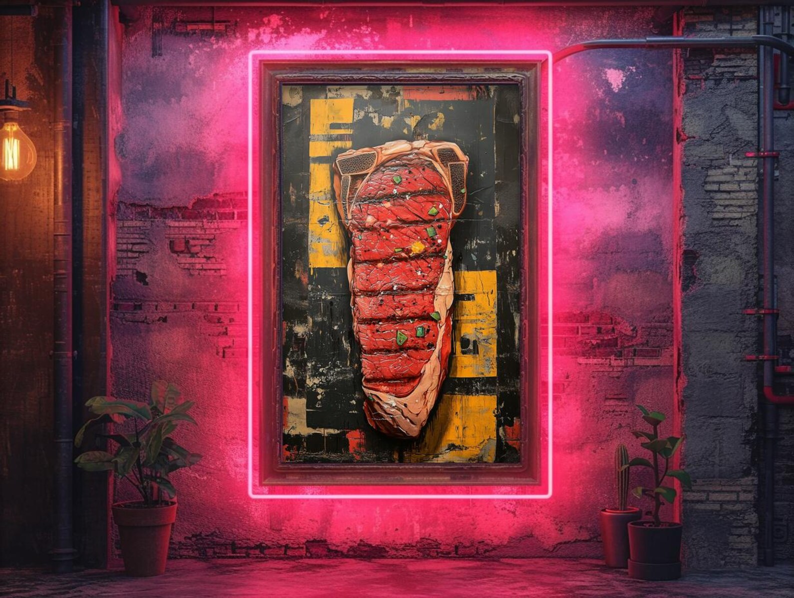 Food Graffiti Wall Art, Urban Steak Wall Decor, Iconic Ribeye Art Print ...