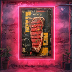 Food Graffiti Wall Art, Urban Steak Wall Decor, Iconic Ribeye Art Print ...