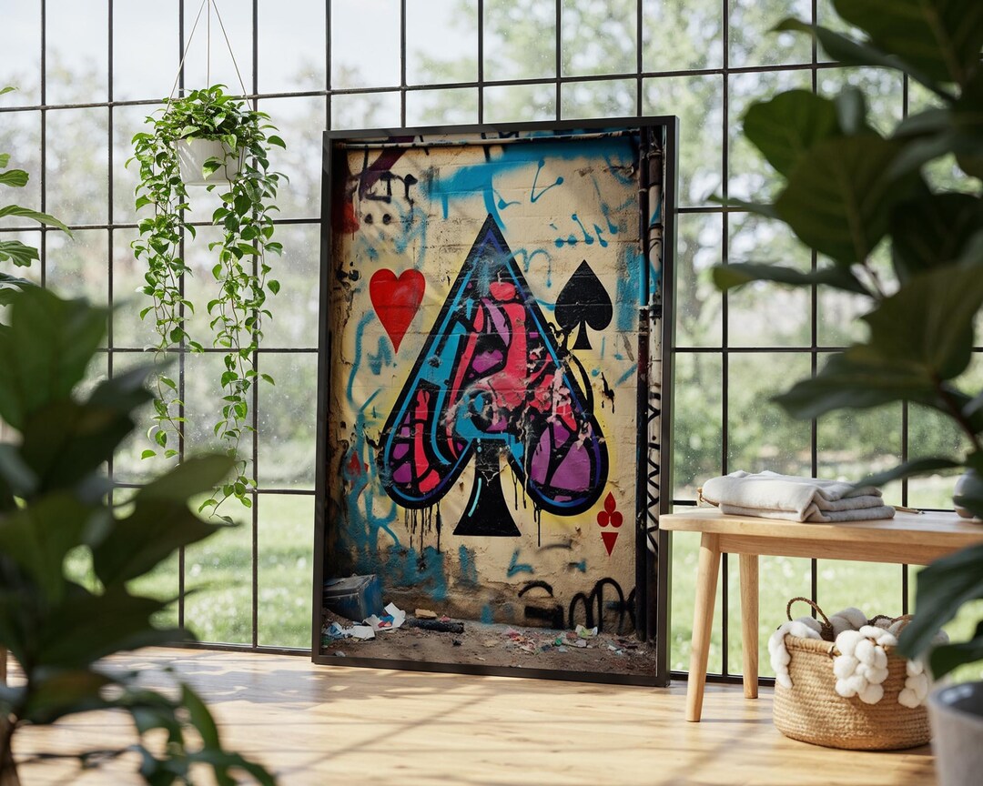 Ace of Spades Graffiti Wall Art, Printable Digital Colorful Playing ...