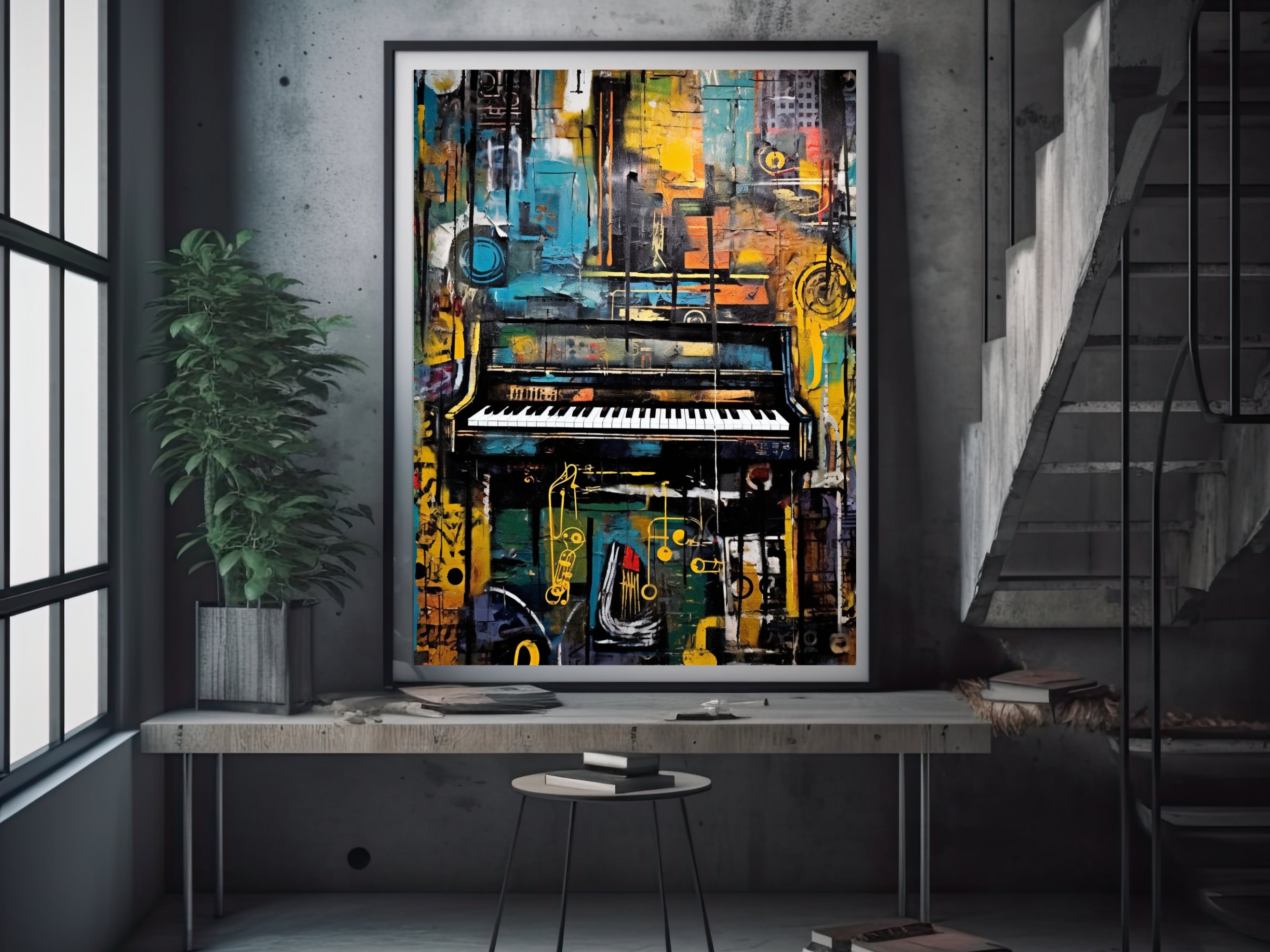 Piano Graffiti Wall Art, Digital Print, Modern Street Art, Musical ...