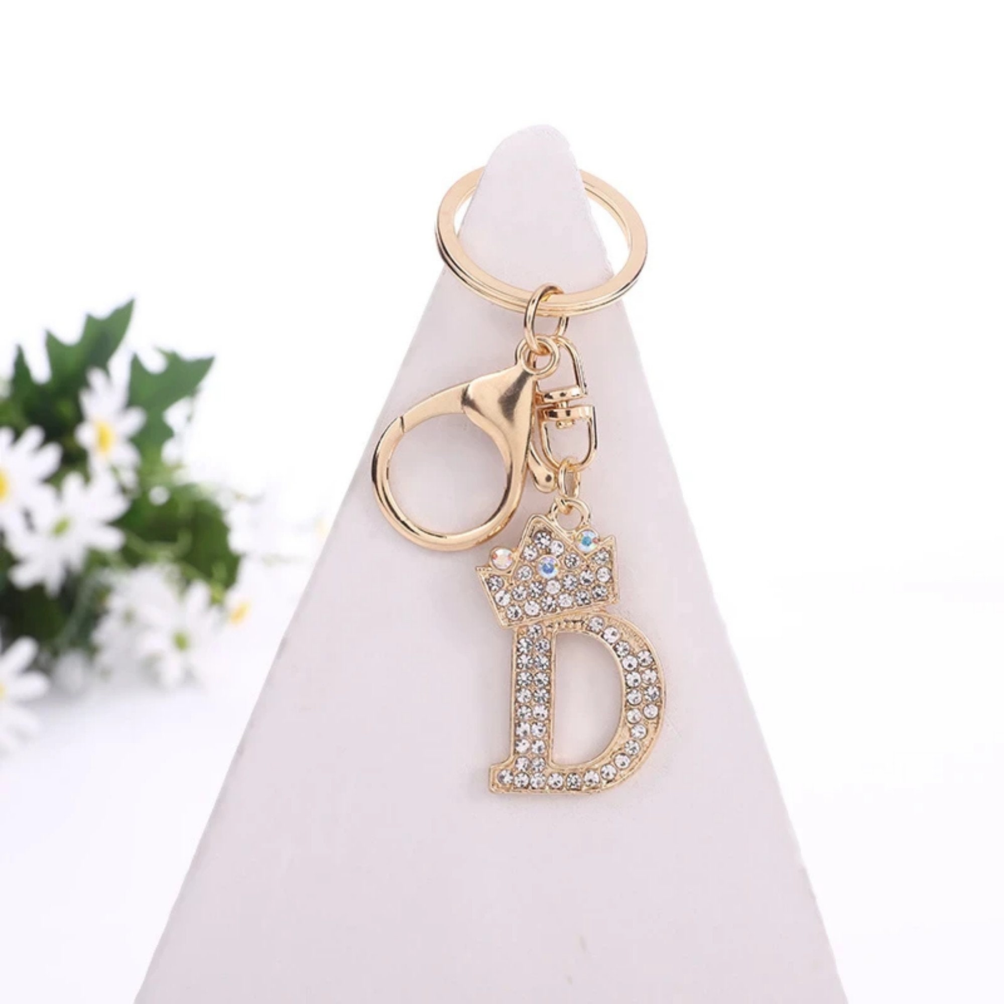 Luxury Crown Fashion A-Z 26 Letter Metal Alphabet Keyring Rhinestone ...