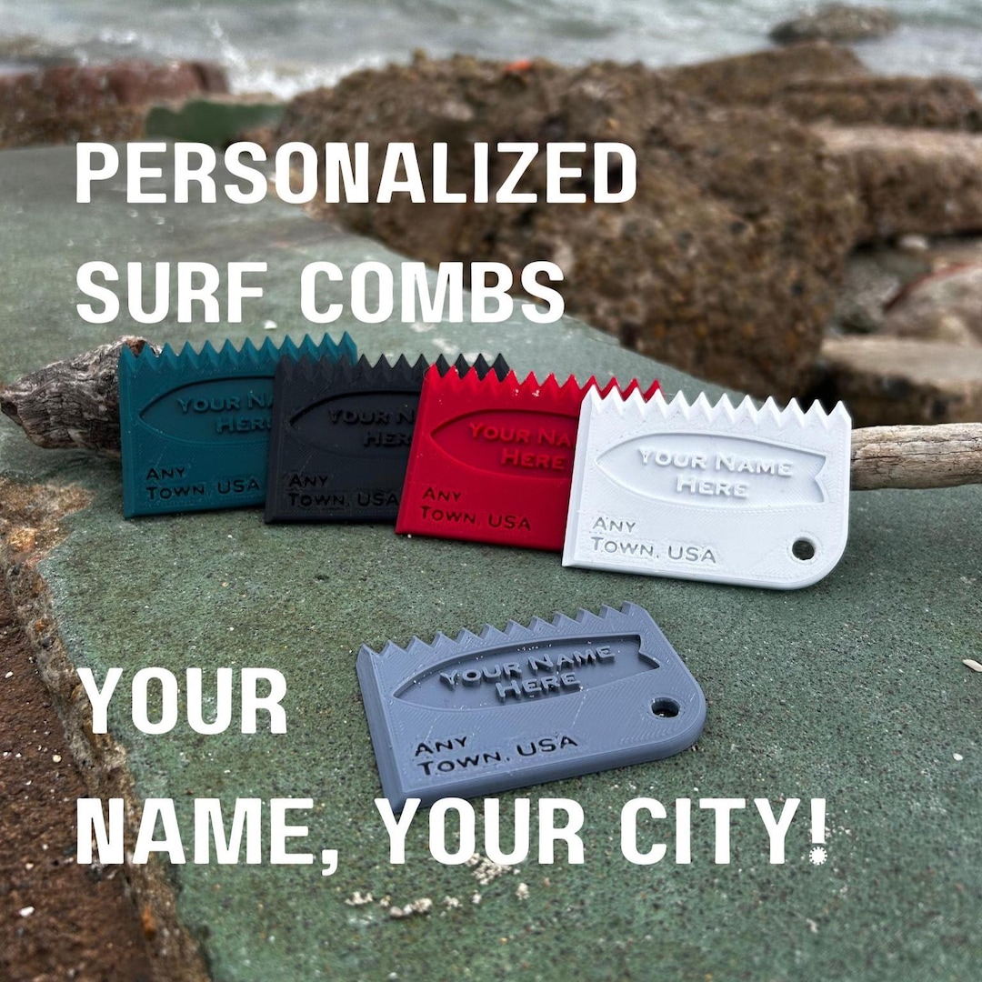 Custom 3D Printed Surf Wax Comb – Personalized With Your Name & City (2 ...