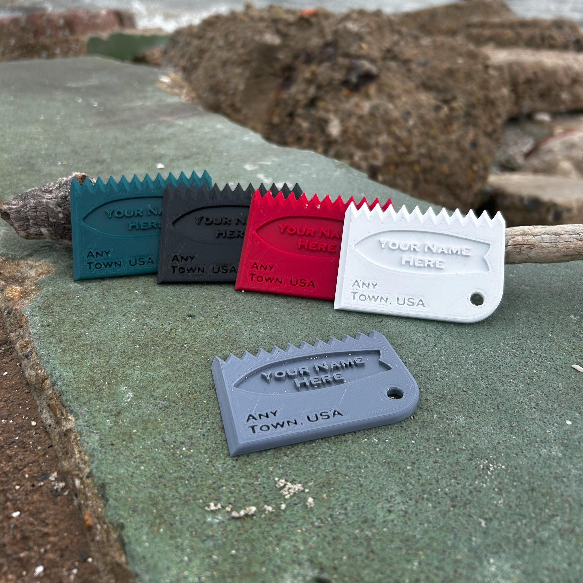 Custom 3D Printed Surf Wax Comb – Personalized With Your Name & City (2 ...