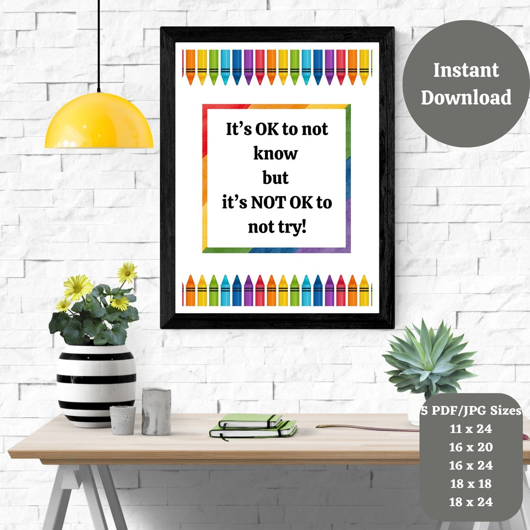 Classroom Poster, It's Ok to Not Know, Teacher Gift, Classroom ...
