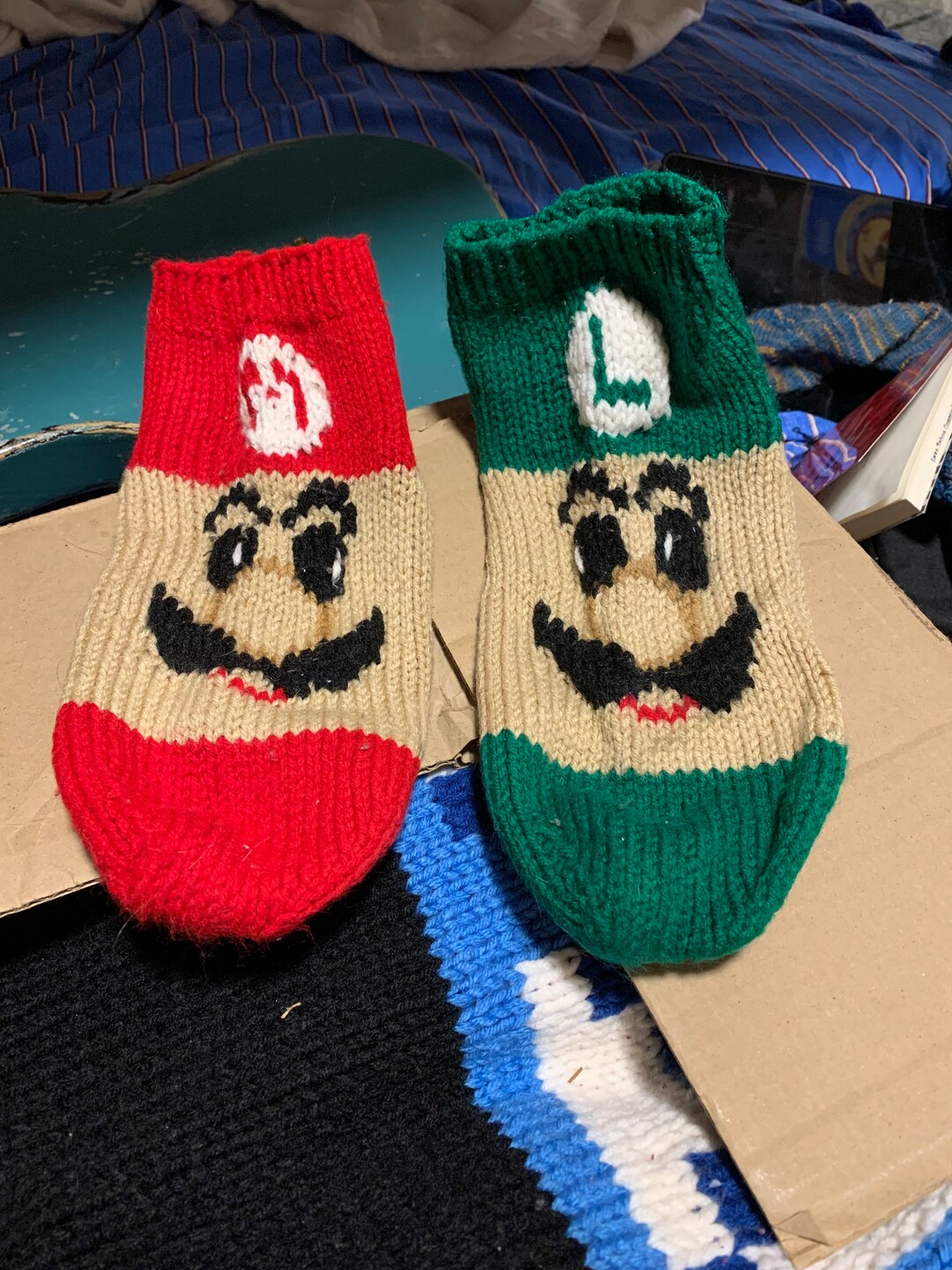 Super Mario Bros Mario and Luigi Crocheted Socks - Etsy