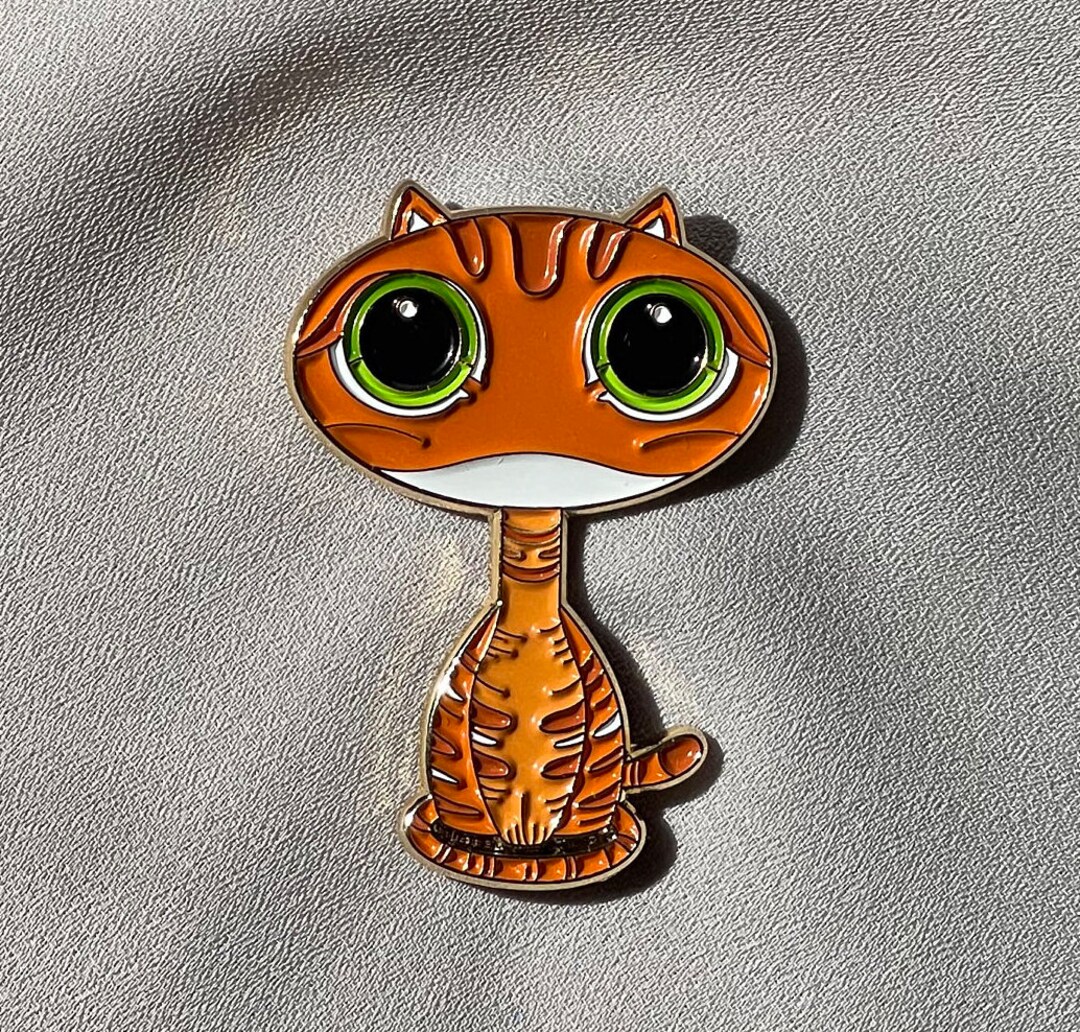 Cute Orange Tabby Cat With Green Eyes Enamel Pin-two Deluxe Clutch ...