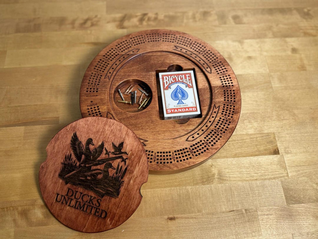 Personalized Solid Wood Cribbage Board: 4-track Game Board With Storage ...