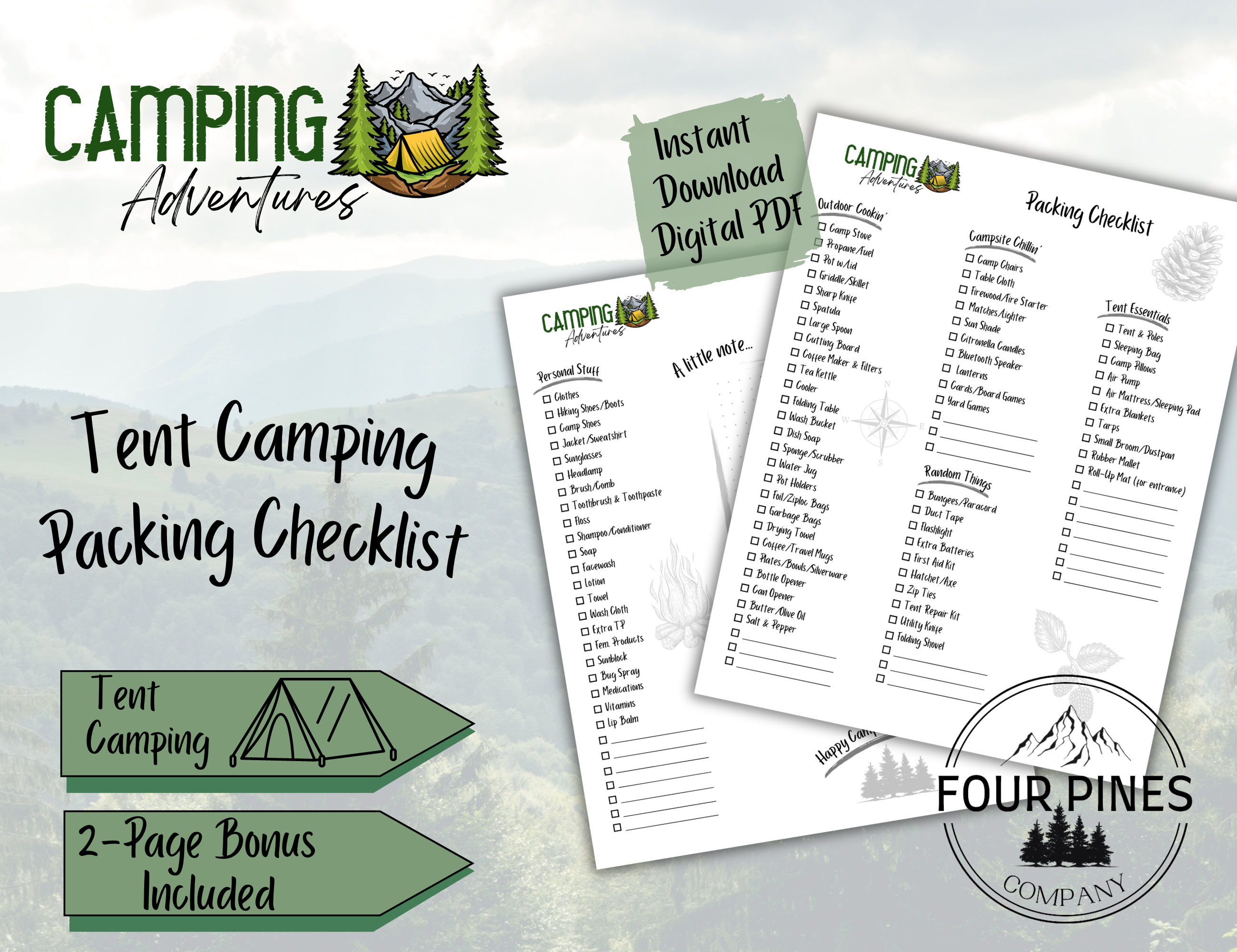 Tent Camping Made Easy – Printable Packing List Digital Download - With ...
