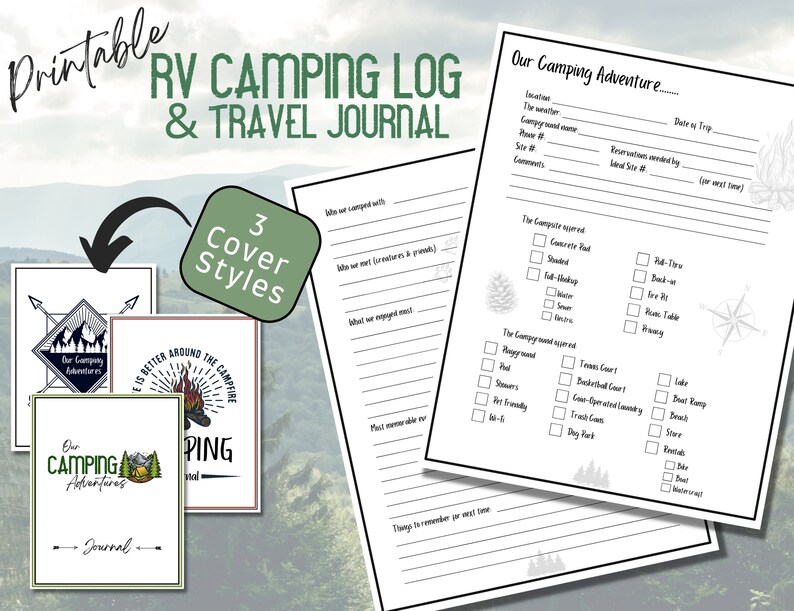 Printable Travel Journal and RV Camping Log - Etsy