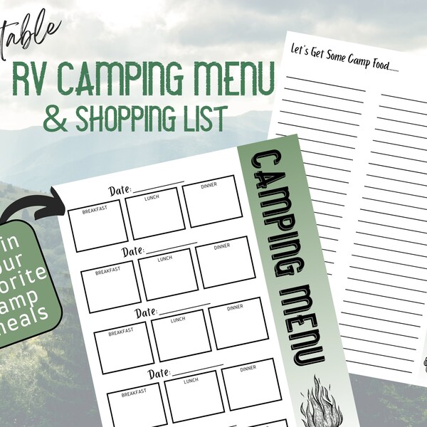 Camping Meal Planning List - Etsy