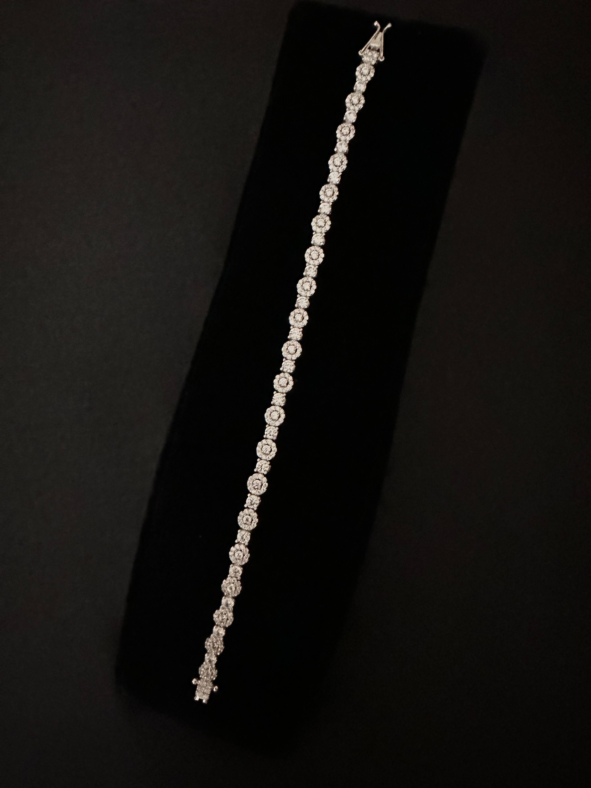 Italian Sterling Silver CZ Bracelet With Round Stones - Etsy Italian Sterling Silver CZ Bracelet With Round Stones - Etsy
