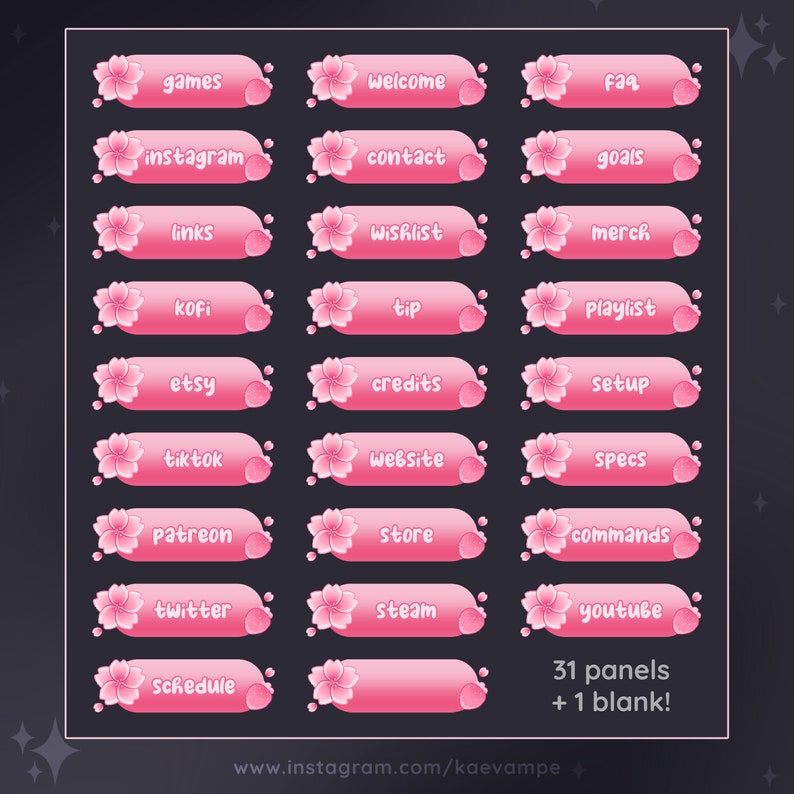 Sakura & Strawberry Pink Aesthetic Cute Kawaii Flower Ombre - Twitch ...