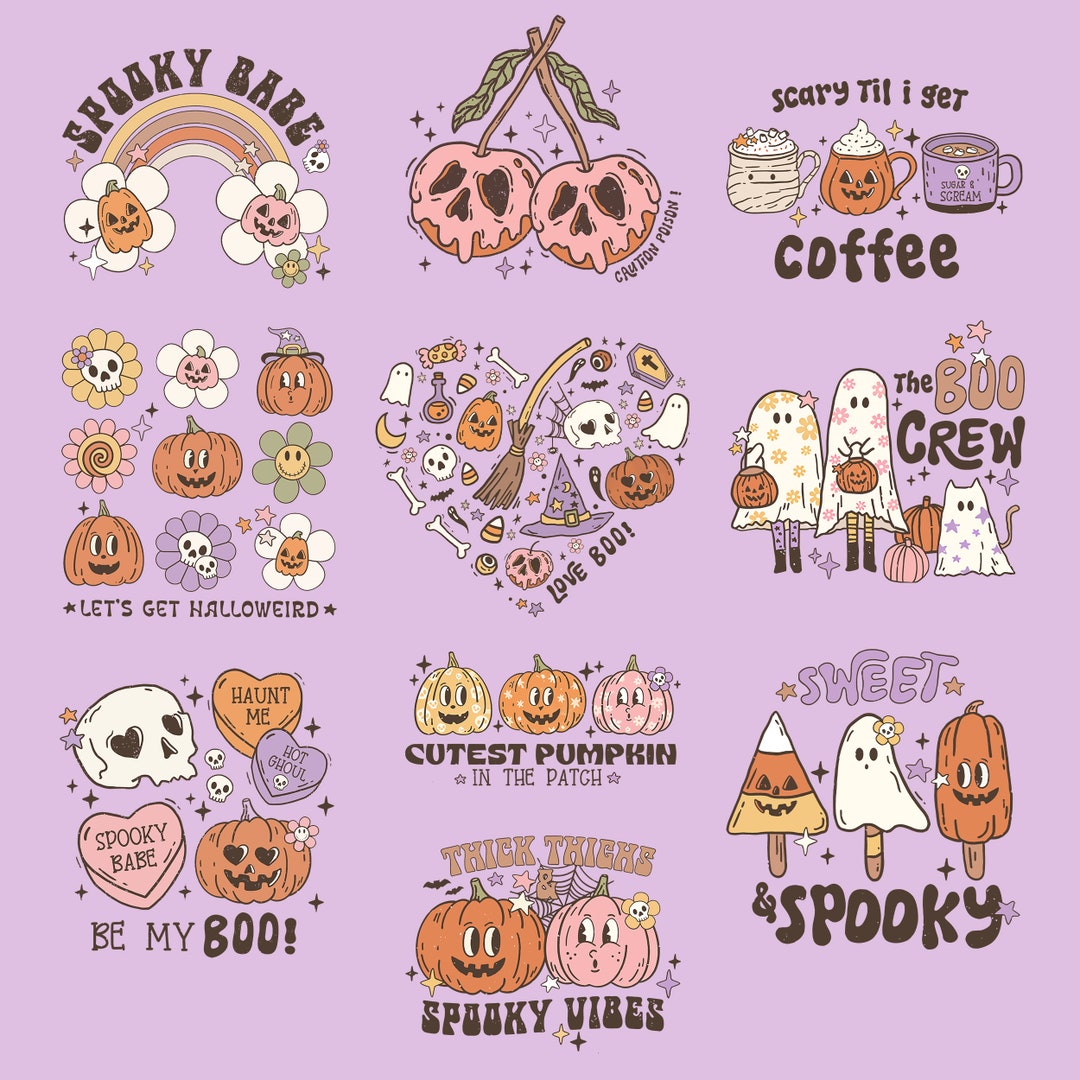 Retro Halloween PNG Sublimation Bundle, Retro Halloween Bundle, Retro ...