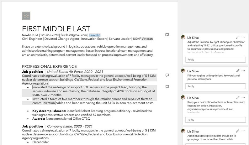 Resume Template for Veterans: Style 3 - Etsy