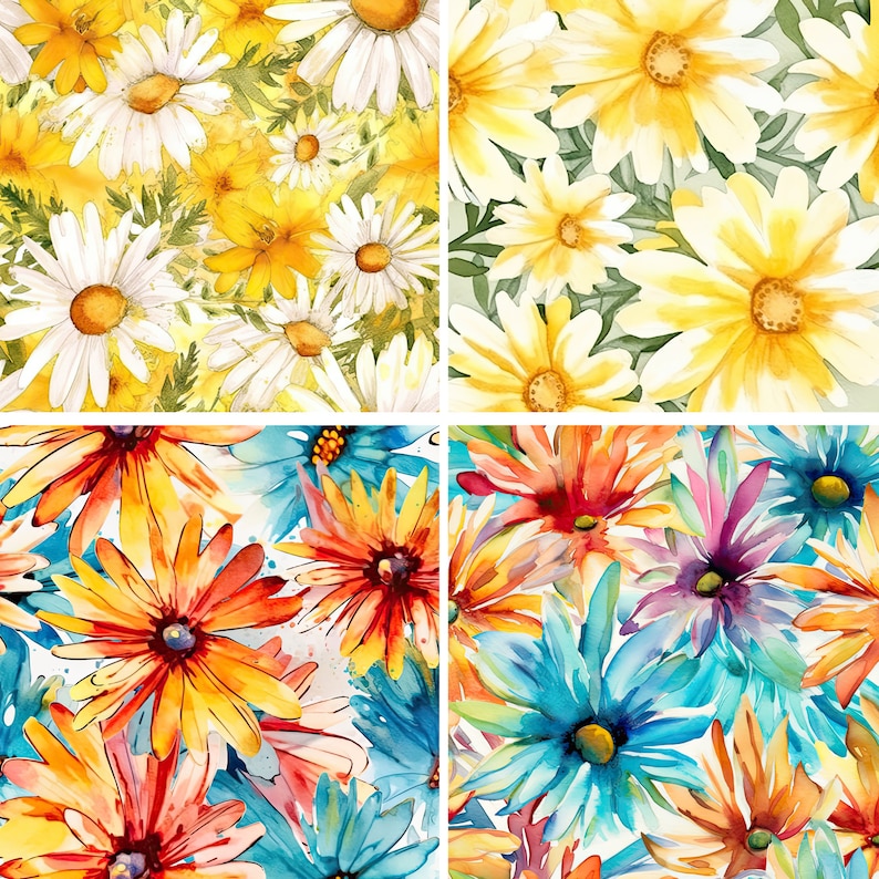 Daisy Pattern, Floral Digital Paper, Daisy Seamless Pattern Digital ...