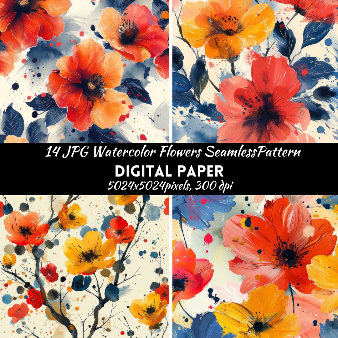 Watercolor Floral Pattern, Floral Digital Paper, Floral Pattern for ...