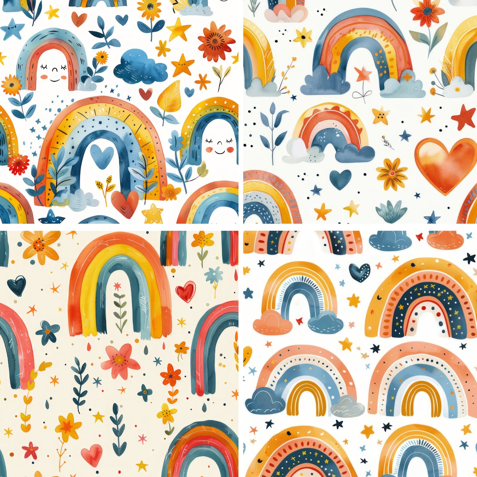 Rainbow Pattern Digital Paper, Rainbow Seamless Pattern Commercial Use ...