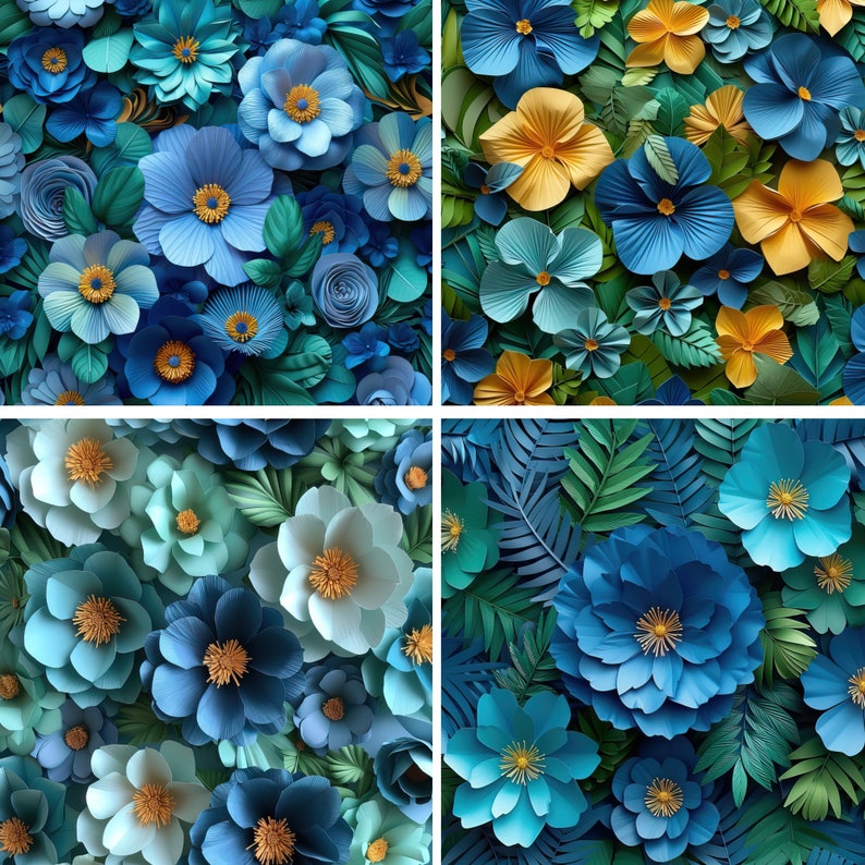 Paper Flowers, Paper Flowers Pattern, 3D Paper Flowers Seamless Pattern ...