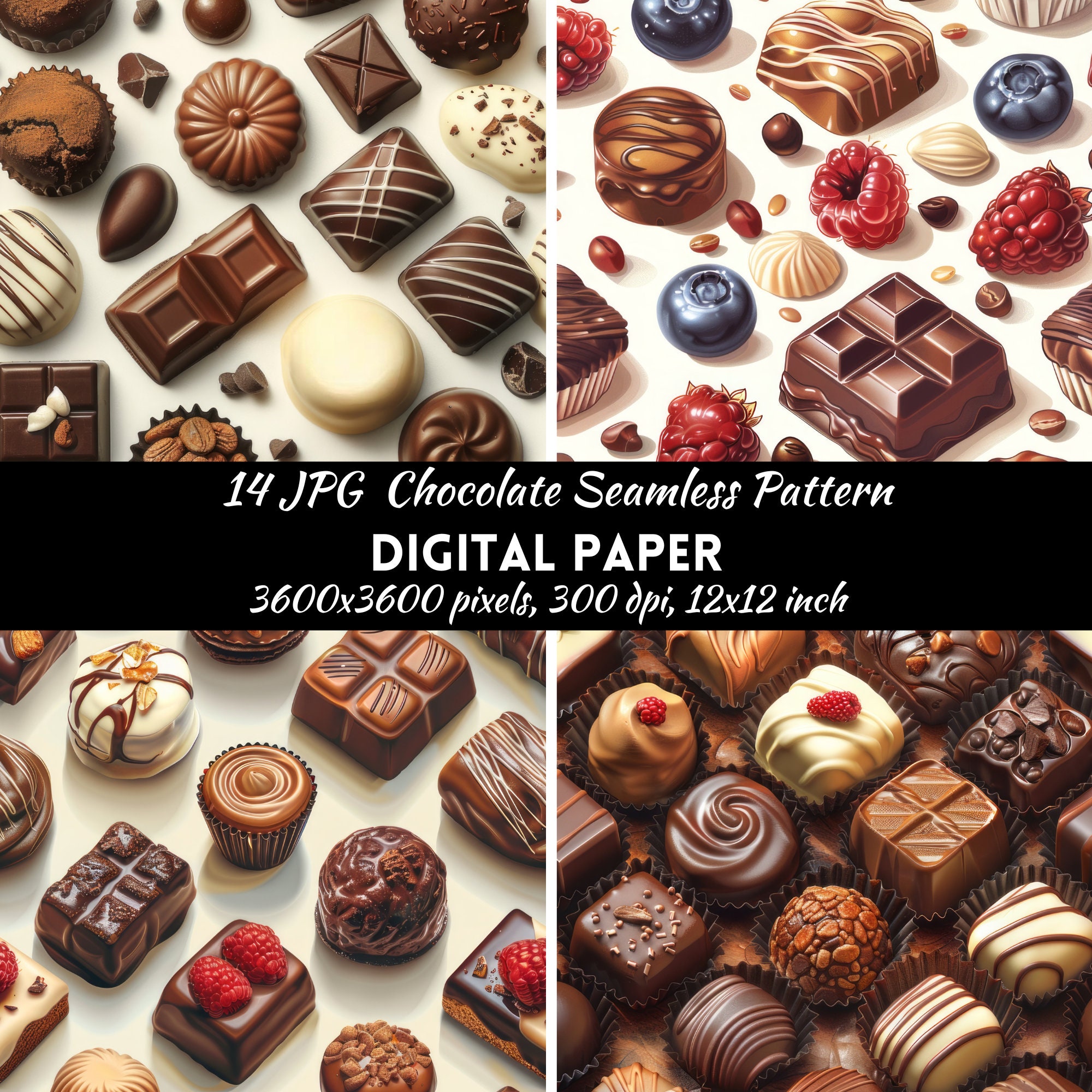 Chocolate Pattern, Chocolate Seamless Pattern Digital Paper, Instant ...