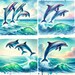 Dolphin Clipart Digital Paper Commercial Use, Watercolor Dolphin ...