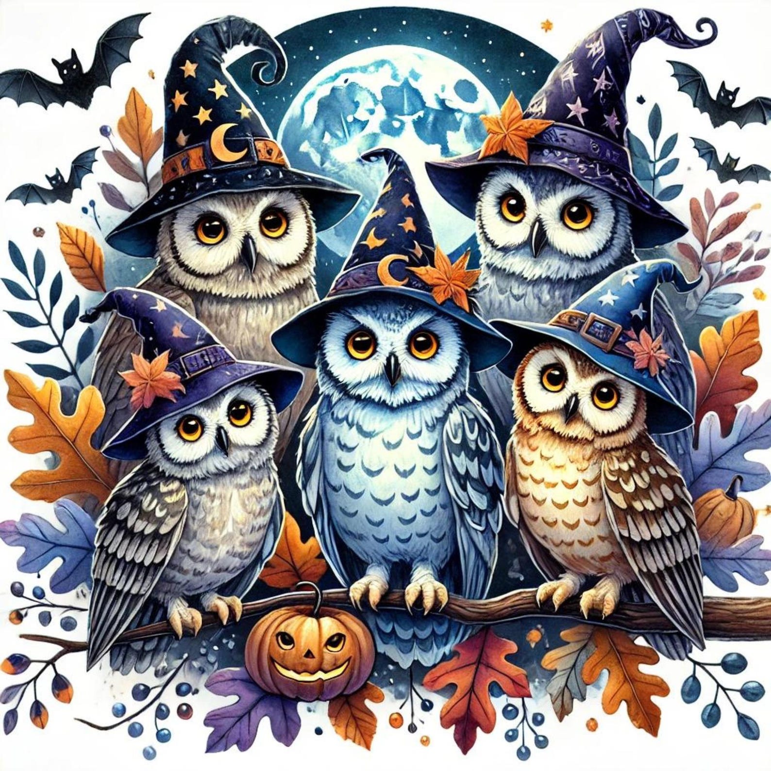 Owl Witch, Halloween Owl Clipart, Owl Clipart Digital Paper Commercial ...