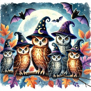 Owl Witch, Halloween Owl Clipart, Owl Clipart Digital Paper Commercial ...