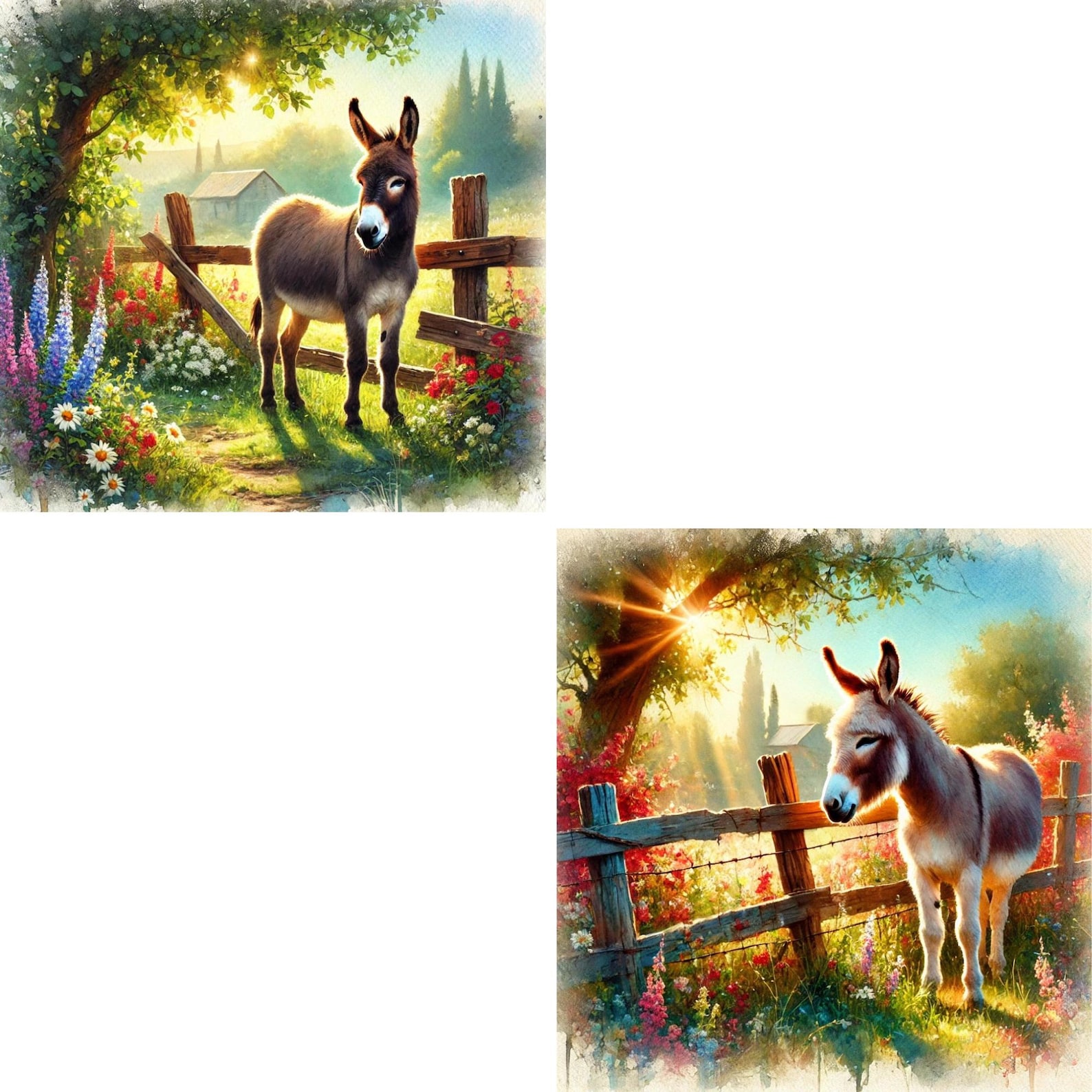 Donkey Clipart, Watercolor Donkey Clipart Digital Paper Commercial Use ...