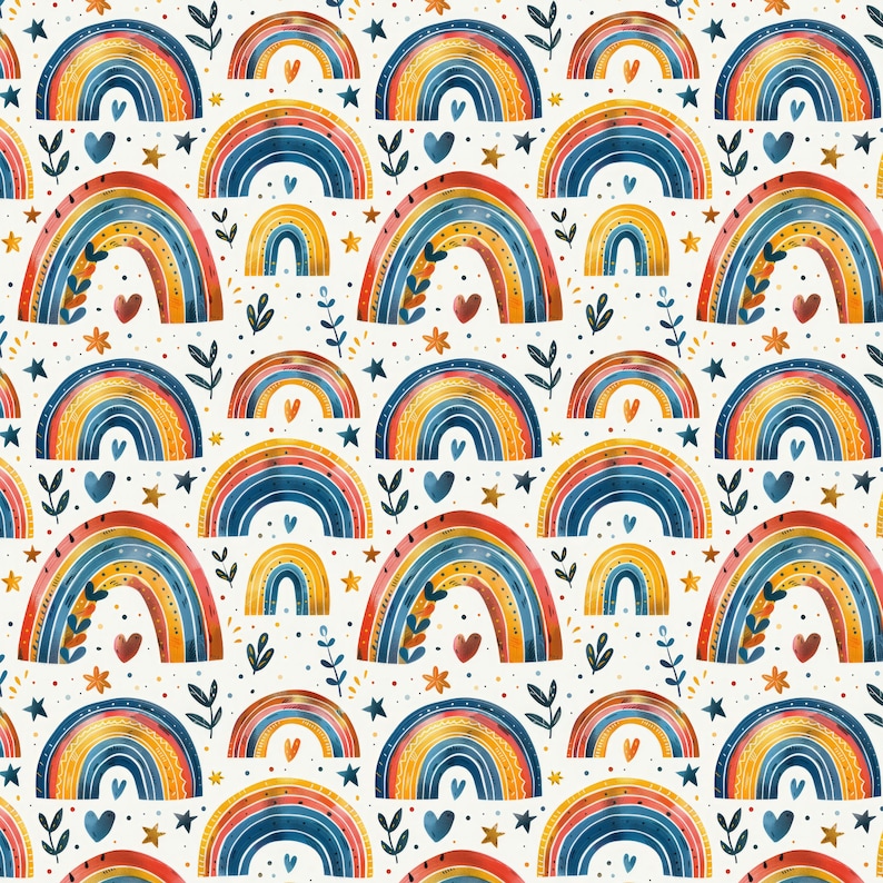 Rainbow Pattern Digital Paper, Rainbow Seamless Pattern Commercial Use ...