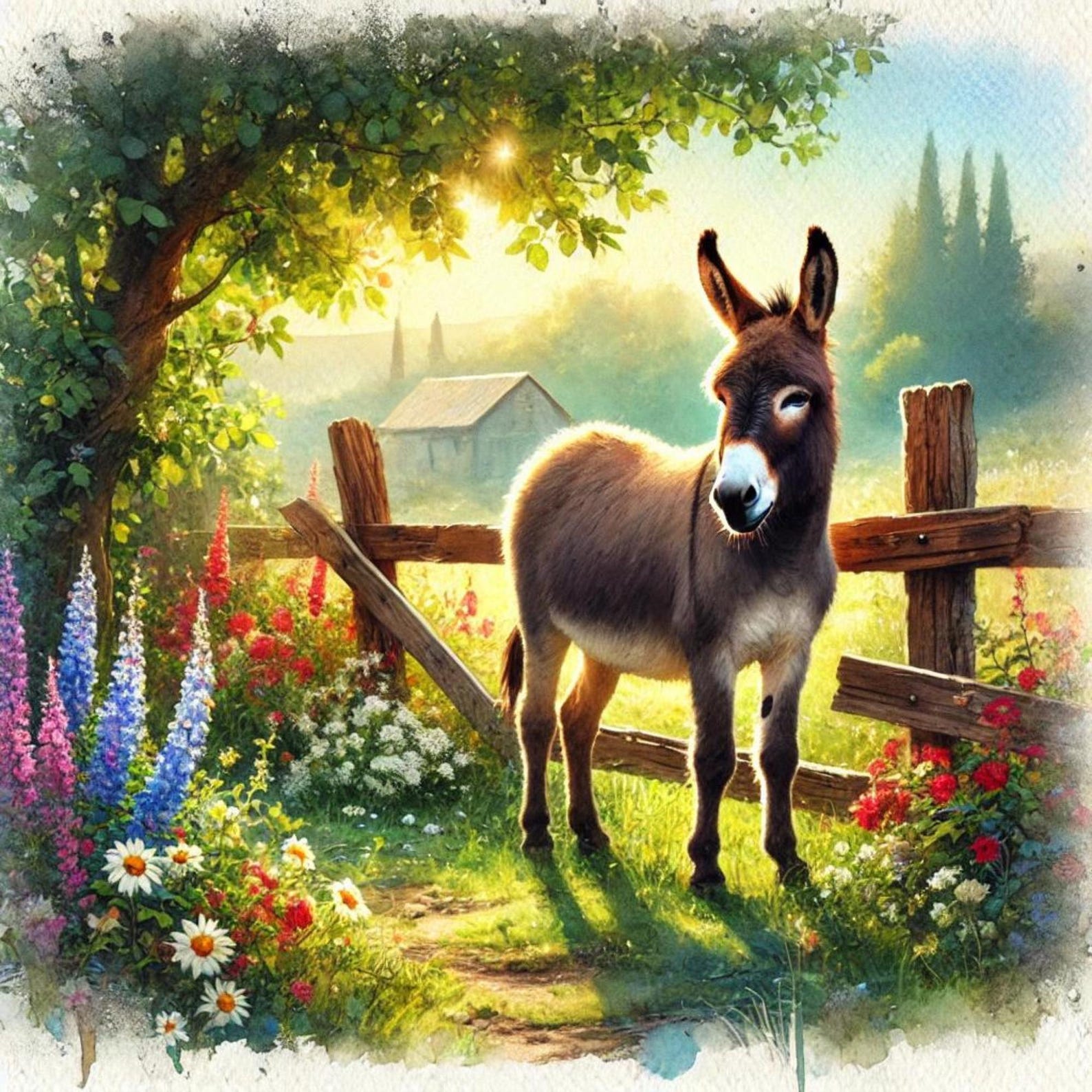 Donkey Clipart, Watercolor Donkey Clipart Digital Paper Commercial Use ...
