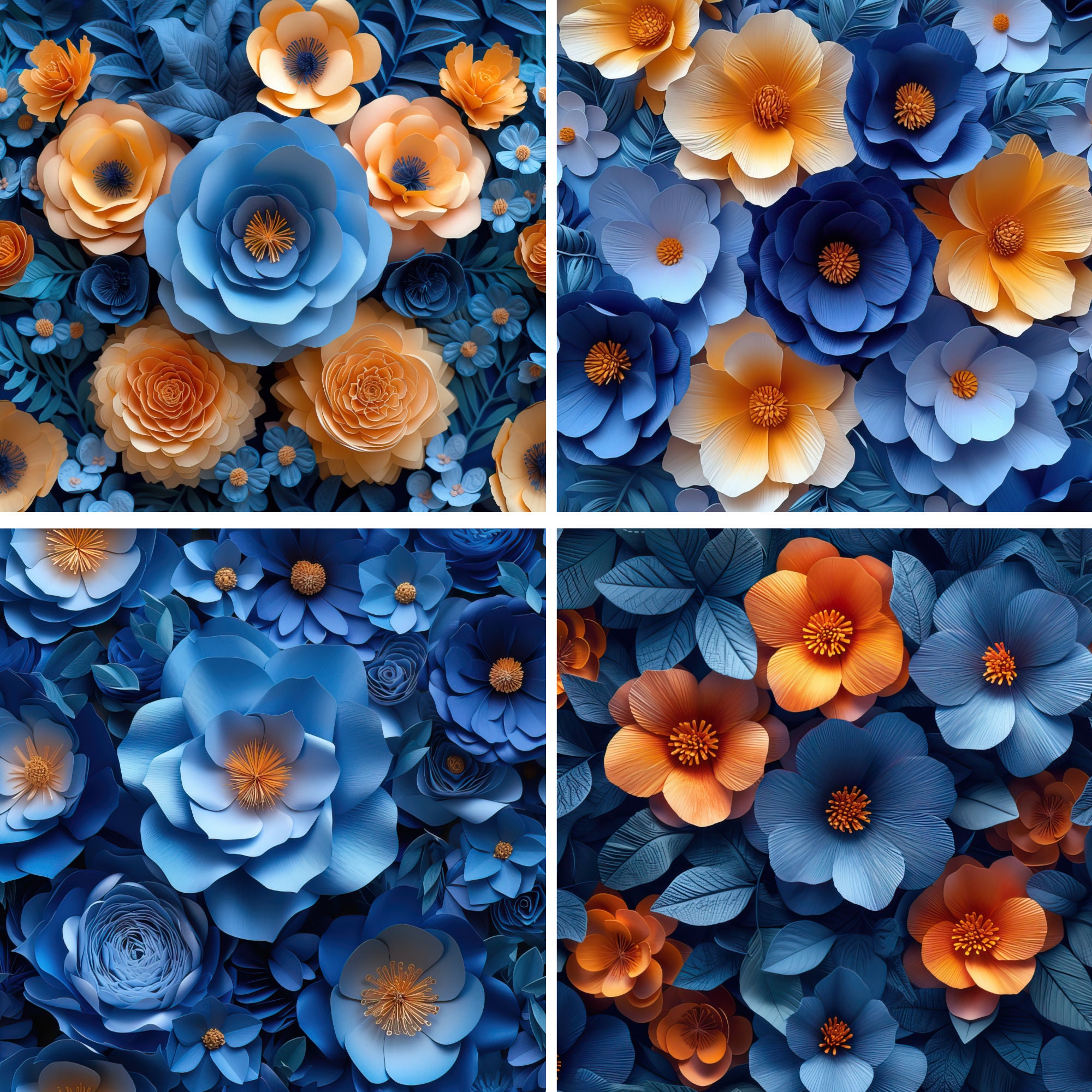 Paper Flowers, Paper Flowers Pattern, 3D Paper Flowers Seamless Pattern ...
