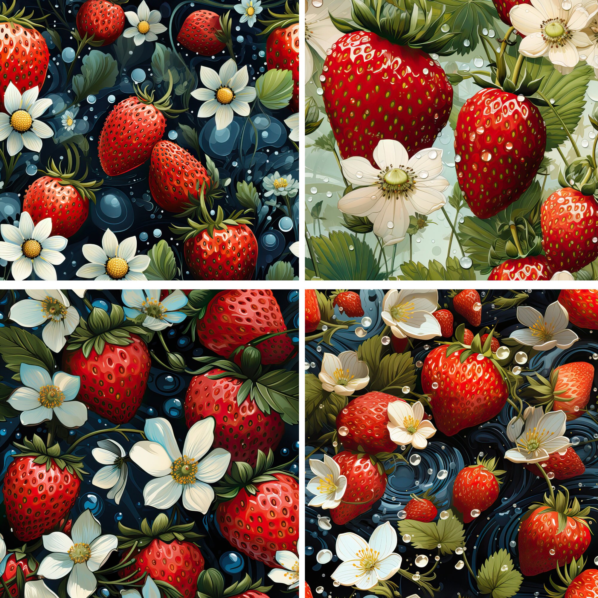 Strawberry Seamless Pattern Digital Paper, Strawberry Pattern ...