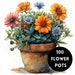 Flower Pot Clipart Digital Paper Commercial Use, Rustic Pots, Printable ...