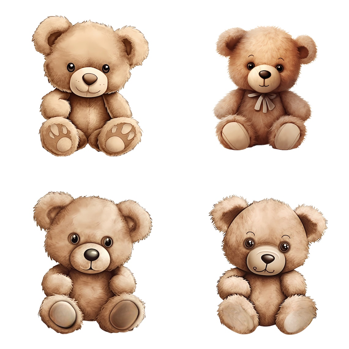 Teddy Bear Clipart, Fluffy Teddy Bear Clipart, 14 PNG, Commercial ...