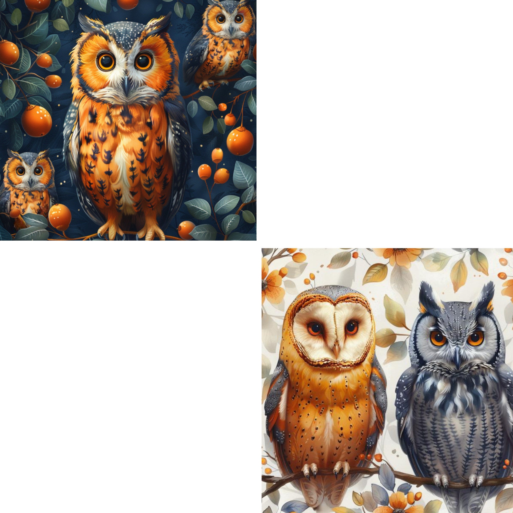 Owl Pattern Digital Paper, Owl Clipart, Owl Seamless Pattern, Owls ...