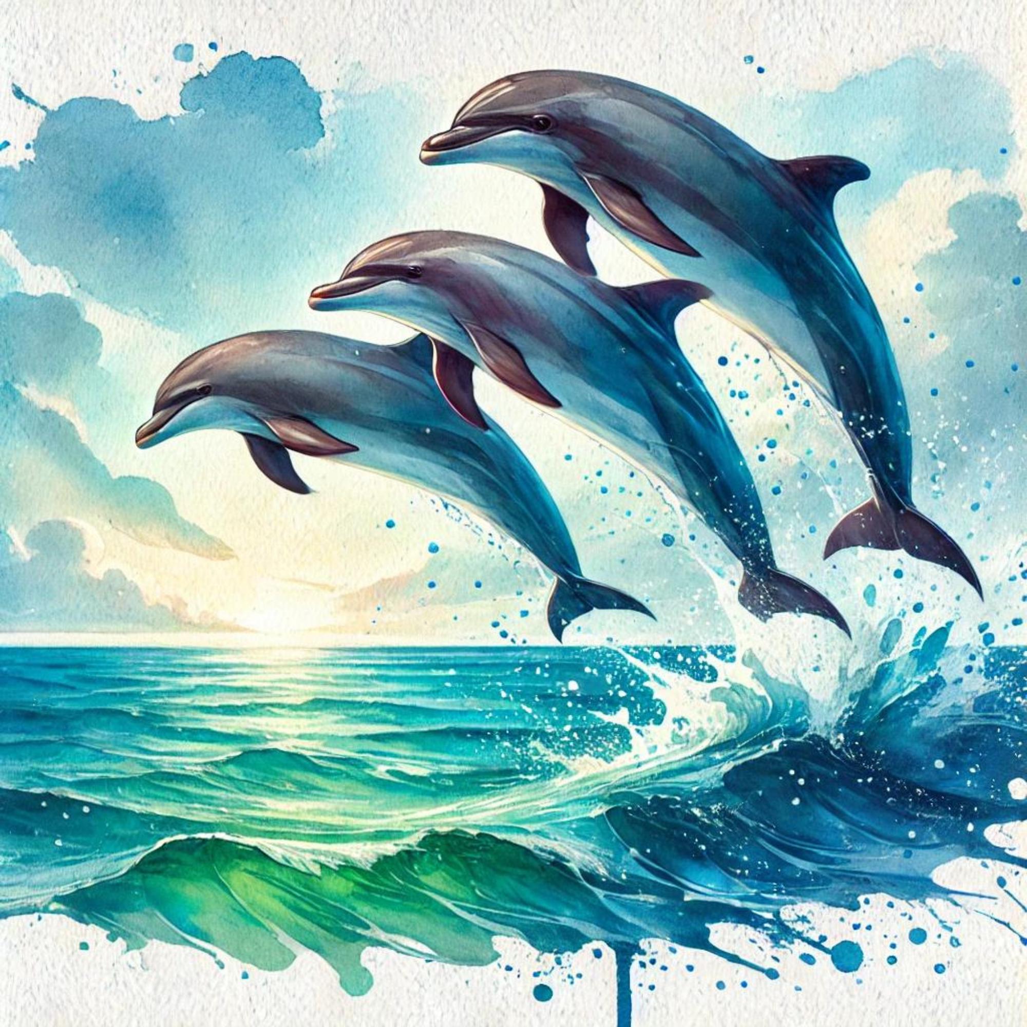 Dolphin Clipart Digital Paper Commercial Use, Watercolor Dolphin ...