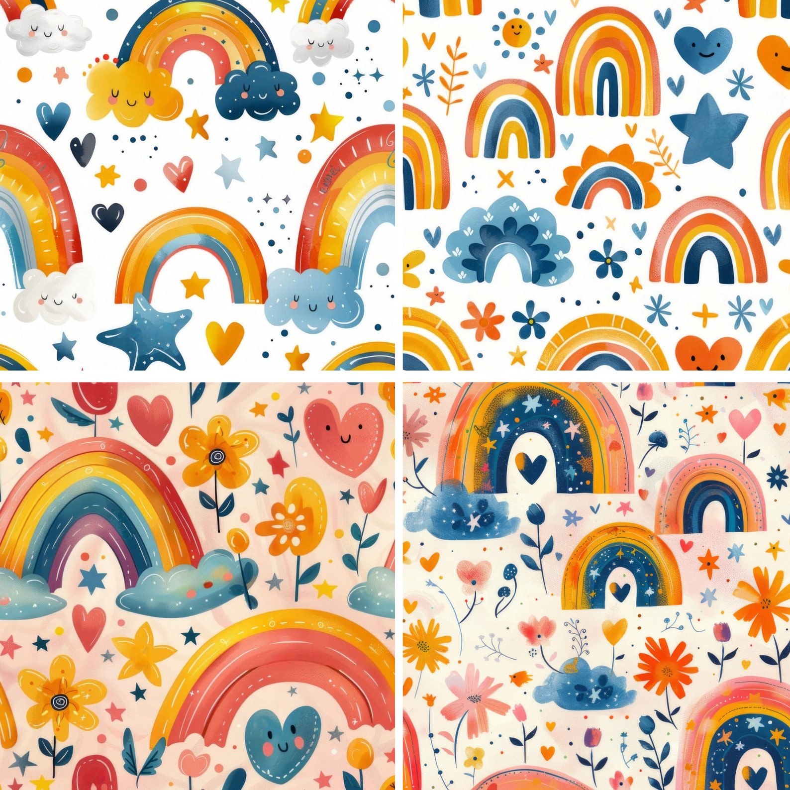 Rainbow Pattern Digital Paper, Rainbow Seamless Pattern Commercial Use ...