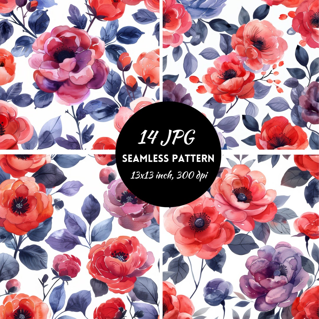 Watercolor Roses Seamless Pattern Commercial Use Instant Download ...