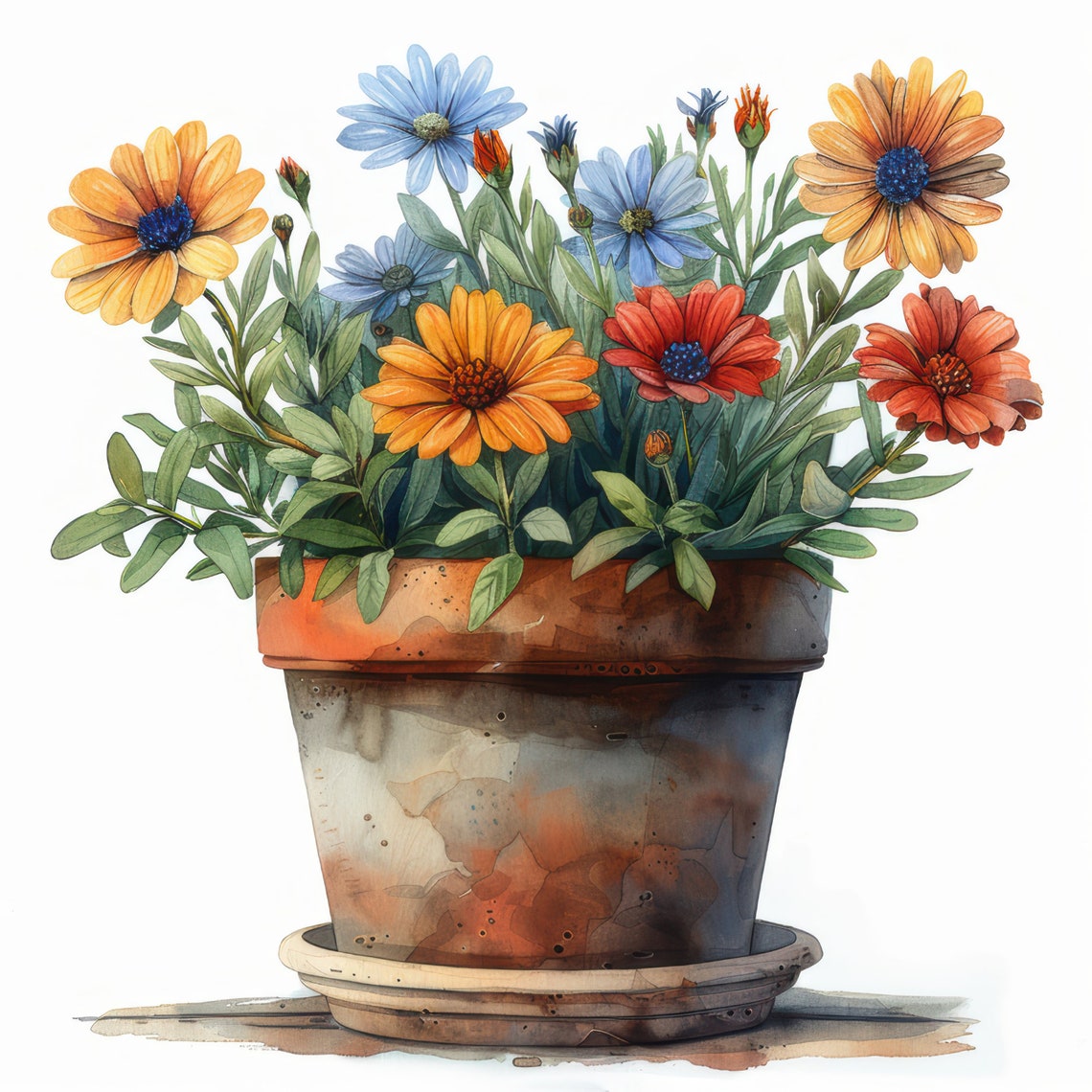 Flower Pot Clipart Digital Paper Commercial Use, Rustic Pots, Printable ...